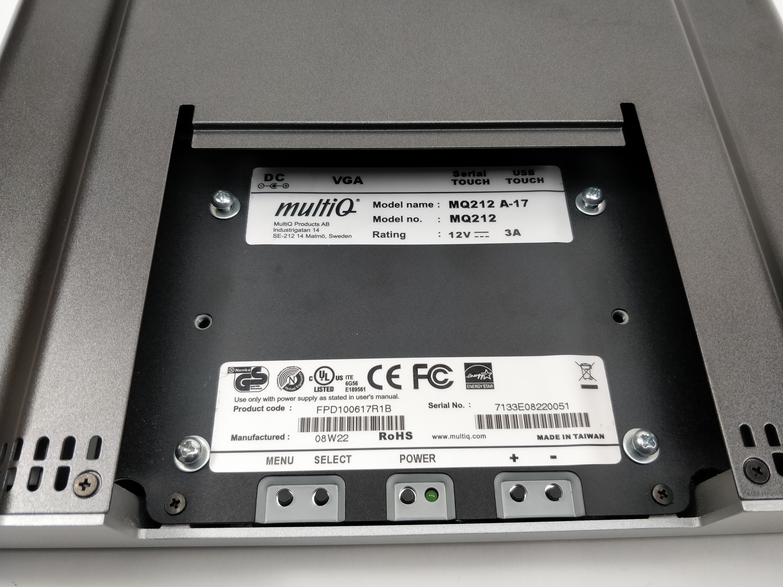 MultiQ MQ212 A-17 Écran Tactile Moniteur FPD100617R1B | eBay