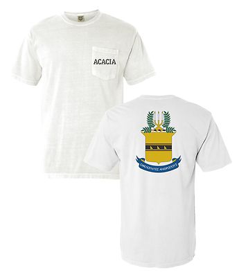 ACACIA Fraternity COMFORT COLORS Crest POCKET Shirt - NEW | eBay