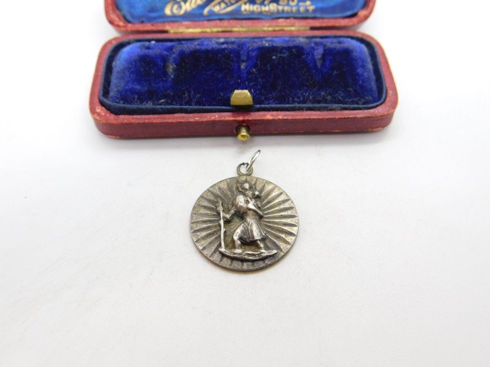 Sterling Silver St Christopher Sun Ray Charm Pendant Vintage c1970 ...