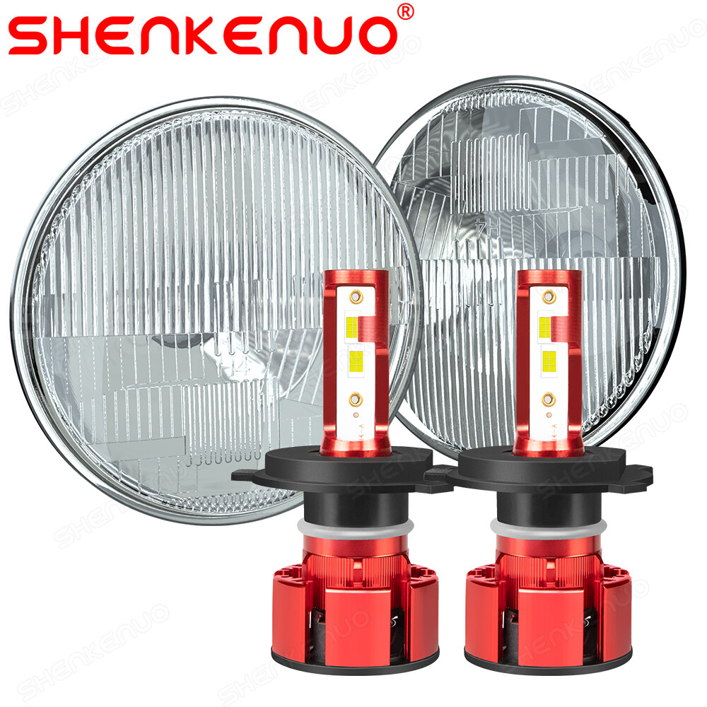 H6024 Head Light Glass Housing Lamp Classic Chrome 7" Round LED ...