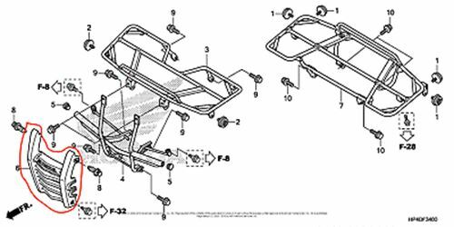 Honda Fourtrax Rancher TRX 420 OEM Front Bumper Guard Plastic Black ...