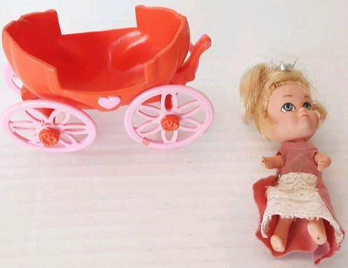 Vtg Mattel Liddle Kiddles CINDERIDDLE Doll Pink Dress Crown Carraige ...