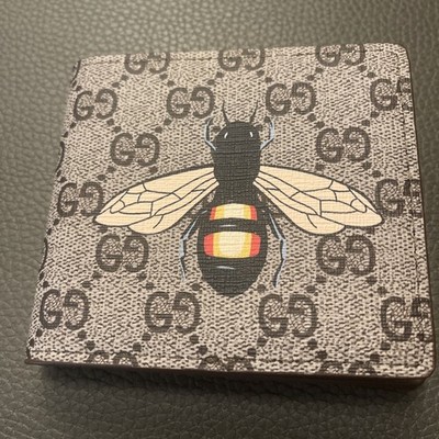 Gucci Bumble Bee Wallet Bi Fold Brown beige LogoClassic Web Men Louis ...
