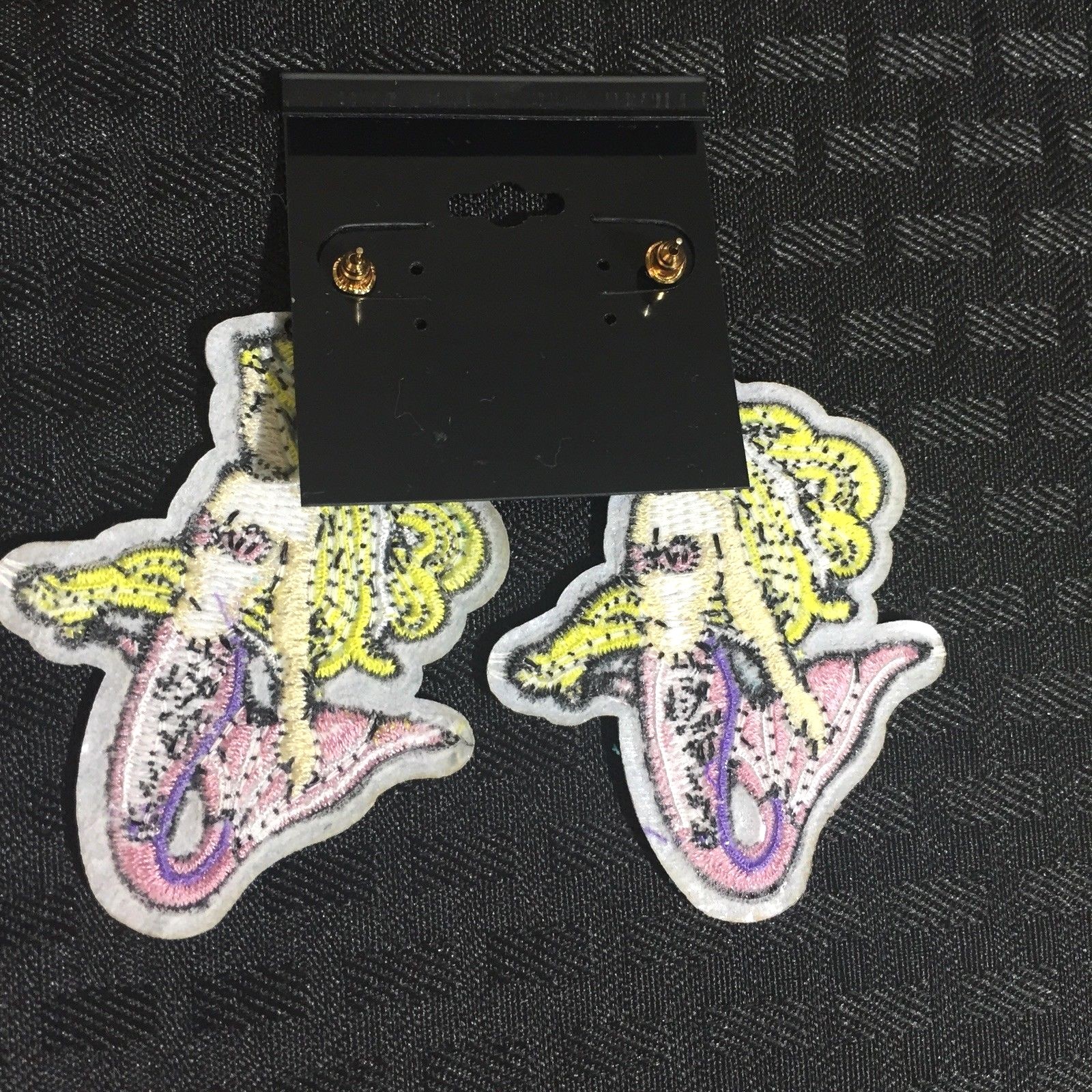 Mermaid Earrings Dangle Embroidered 2.75 in Pierced Gold Tone with ...
