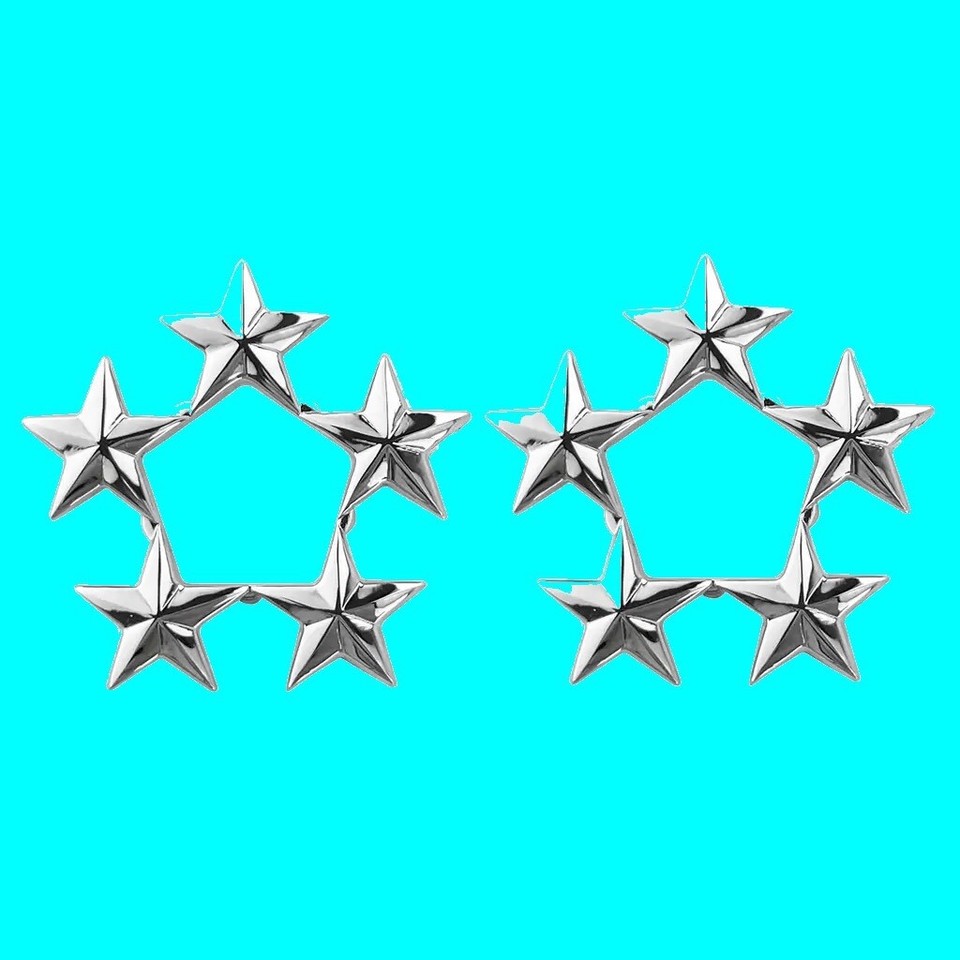 5 Star General Admiral Officer Uniform Pin Badge Set Pair Lot Army Navy ...