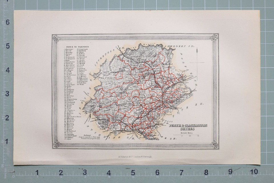 1868 SCOTTISH MAP PERTH & CLACKMANNAN SHIRES ALYTH MOULIN CULROSS DULL ...