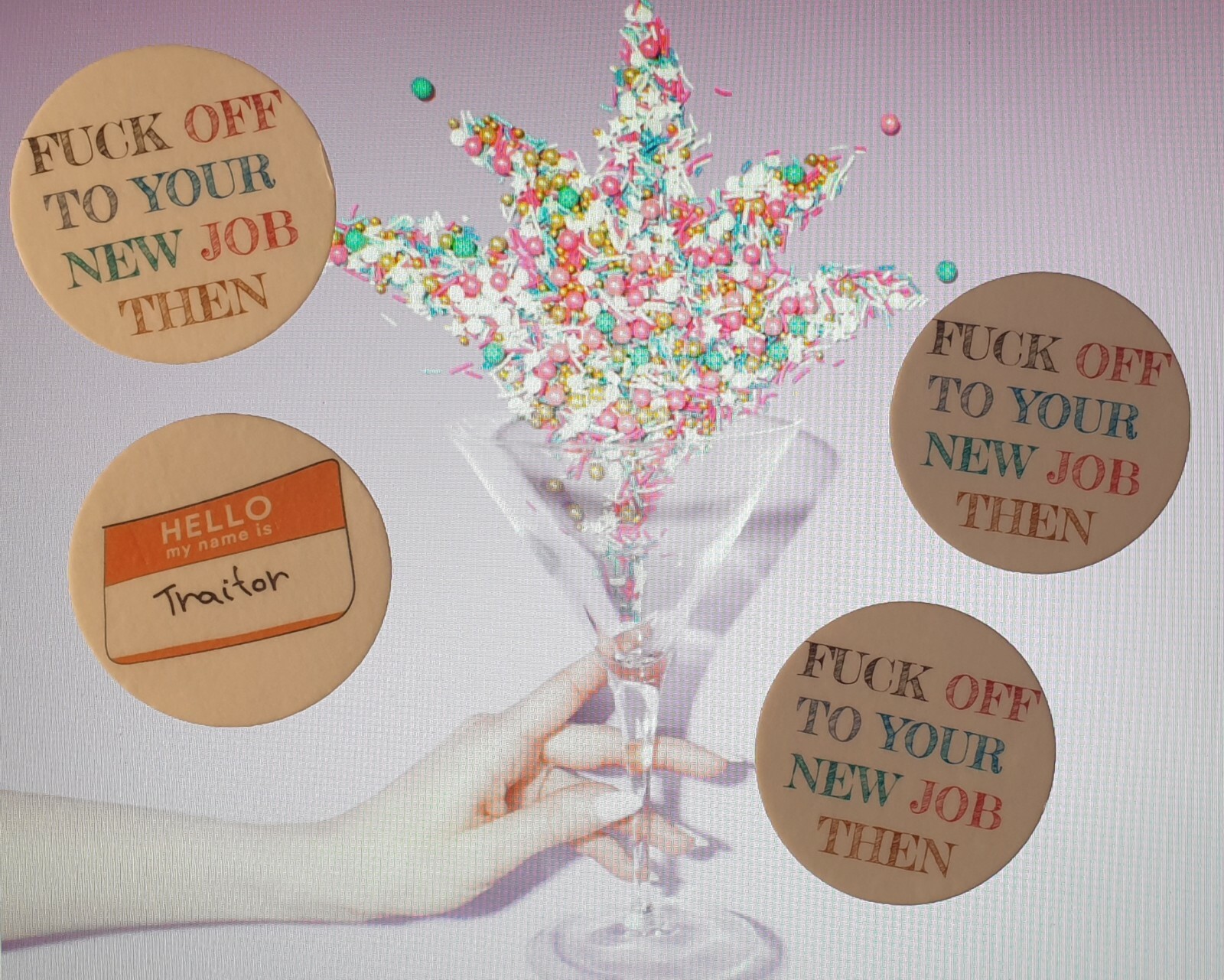 New job Edible cake toppers. Sorry youre leaving traitor. Fun wine ...