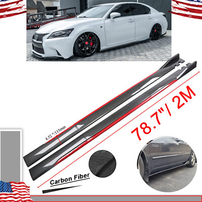 For Lexus IS250 IS350 Carbon Fiber Look Side+Skirt Extension Spoiler ...