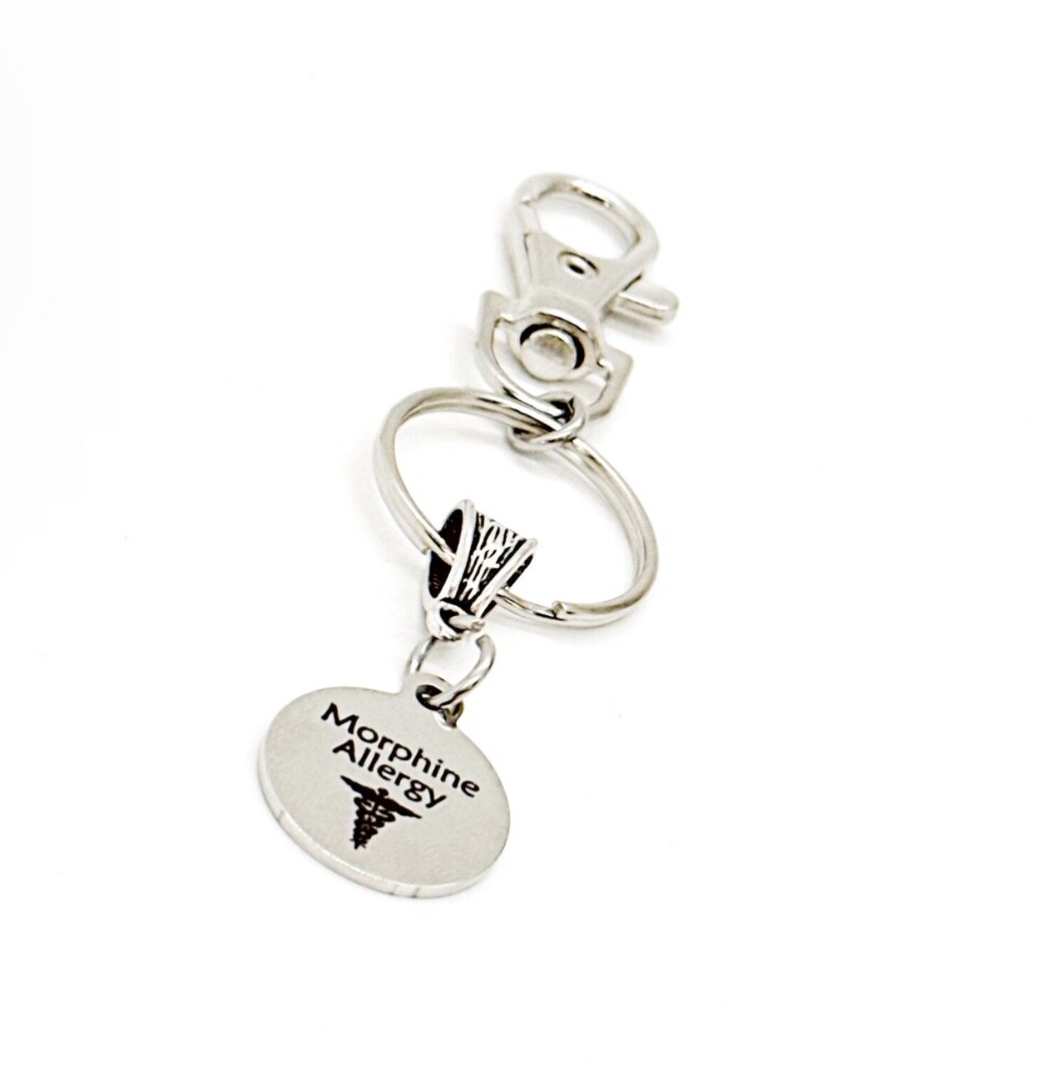 Morphine Allergy Charm Keychain, Clip On Charm Keychain, Medication ...