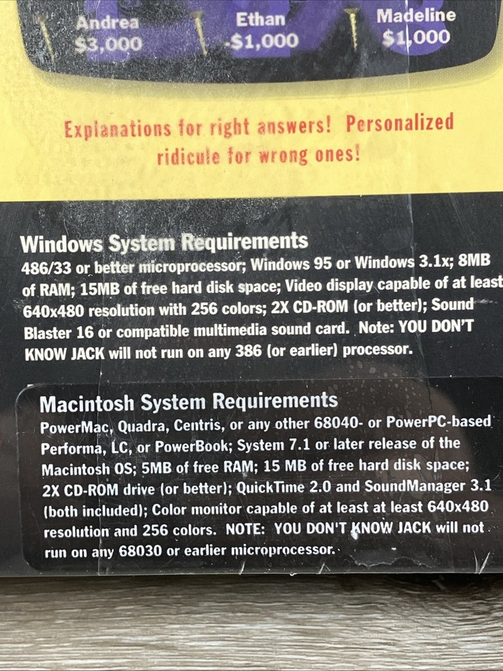 Vintage You Don't Know Jack Version 1.0 - Big Box Game -NEW and SEALED ...