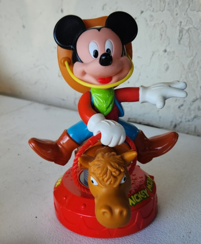 Vintage Disney Arco Toys Wind Up Mickey Mouse Bull Rider Rodeo Cowboy ...