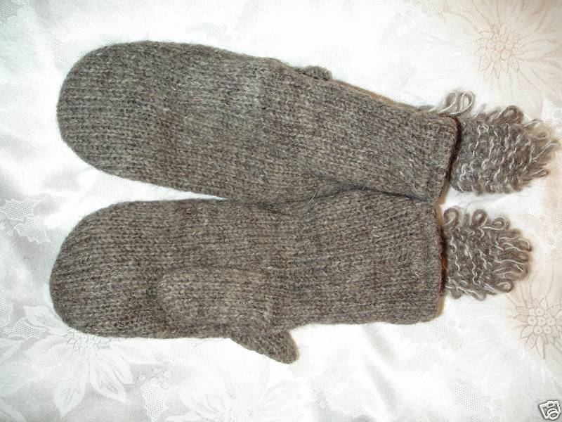deLux SQUIRREL shaped MITTENS knit FLEECE LINED puppet ADULT gray grey ...