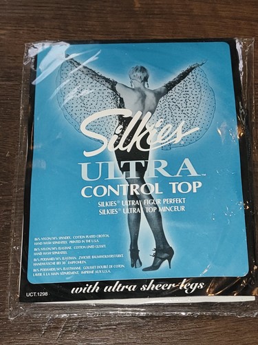 Vtg Silkies Ultra Control Top Sheer Leg Pantyhose Queen XL Dark Navy ...