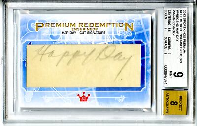 2013 SPORTKINGS ENSHRINED HOCKEY LEGEND HAP DAY! 1/1 CUT AUTOGRAPH BGS ...