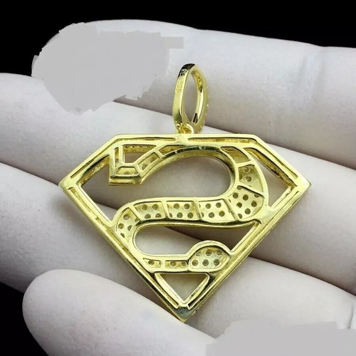 Superman Shape 2 Ct Round Cut Lab Created Diamond Pendant 14k Yellow ...
