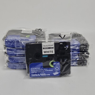 8 Mark Domain 12mm x 8m Black Ink White Laminated Label Tapes | eBay