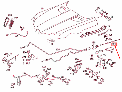 NEW MERCEDES-BENZ SLR R199 ENGINE HOOD RELEASE CABLE A1998800559 NO ...
