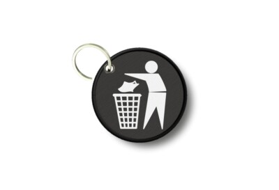 Keychain keyring patch print double sided trash can rubbish ecology ...