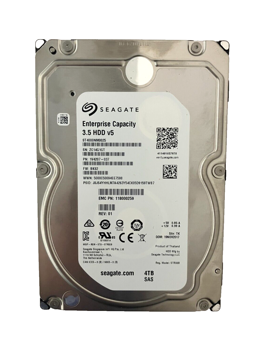 SEAGATE ST4000NM0025 HDD 4TB SAS 12Gb/s 7.5K 3.5" 512 b/s | eBay