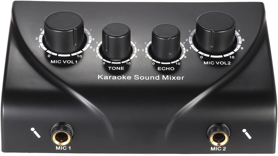 Karaoke Sound Mixer Dual Mic Inputs Audio Mixer Headphone Amplifier 2 ...