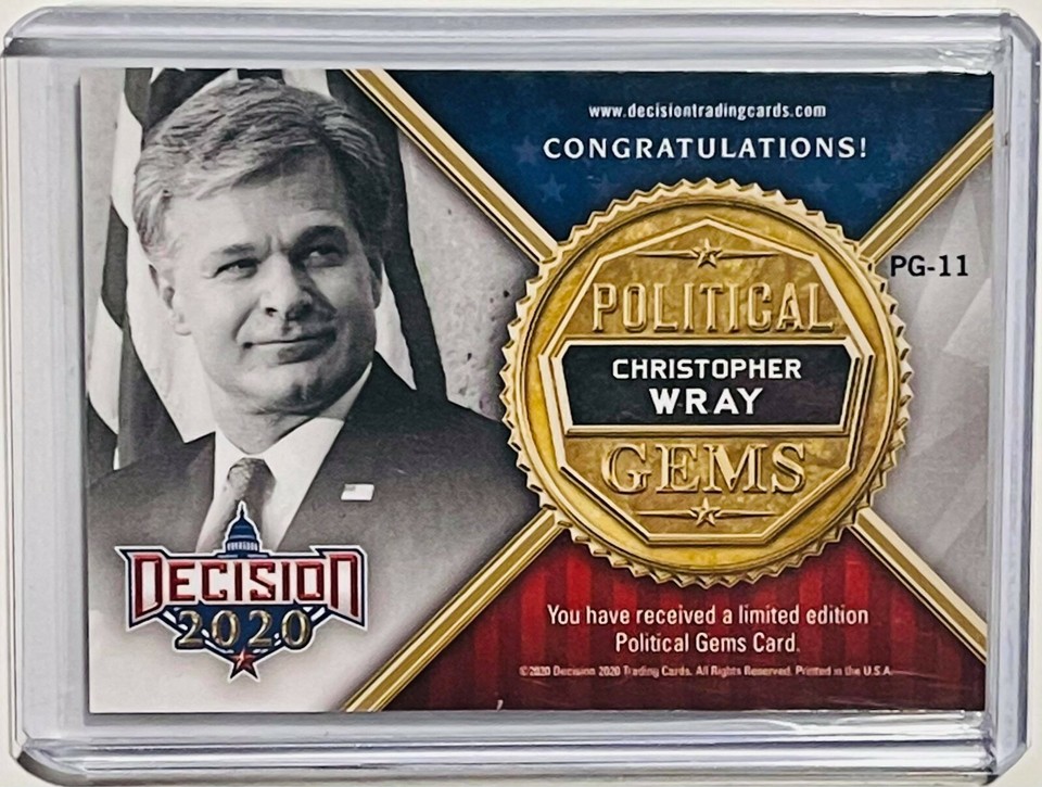 FBI DIRECTOR CHRISTOPHER WRAY 2020 DECISION POLITICAL GEMS SILVER FOIL ...
