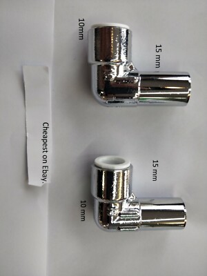 STEM ELBOW x2 15mm x 10mm Pushfit Radiator Valve Chrome Reducing Elbow ...