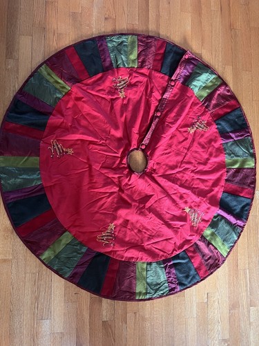Sugar Plum Dreams Holiday Christmas Tree Skirt 52” Diameter Red | eBay