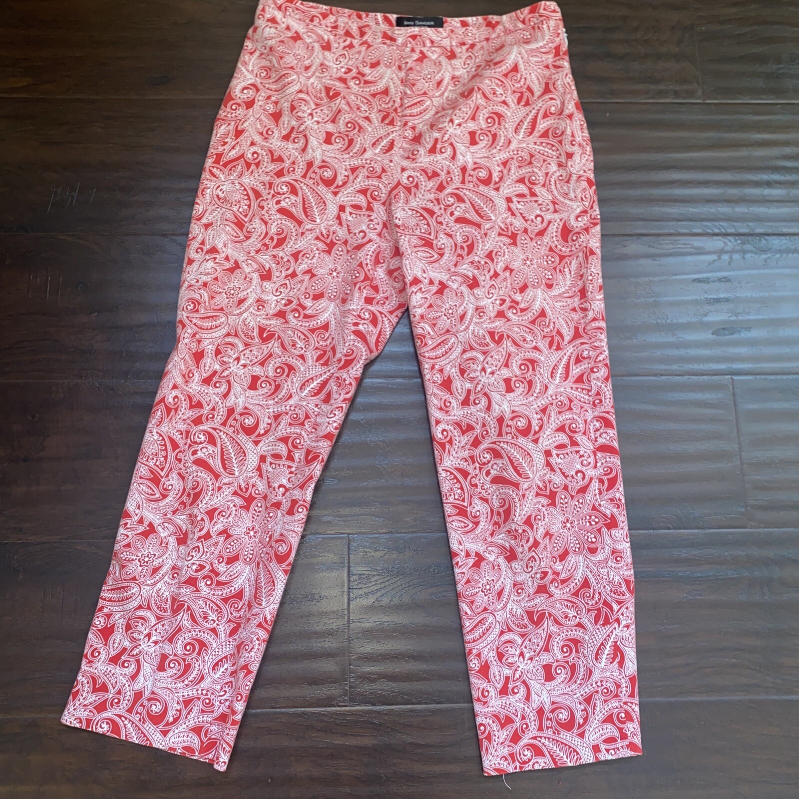 Iris Singer Collection Red White Paisley Stretch Capri Pant Sz 6 | eBay