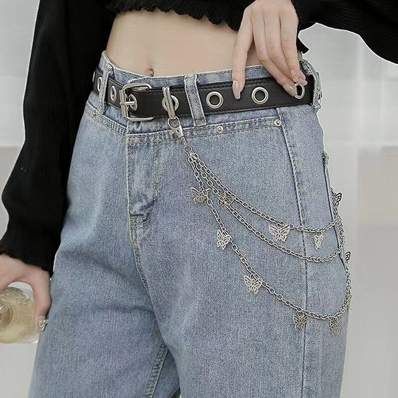 1PC Metal Punk Rock Layered Chain Keychains For Men Women Waist Key ...