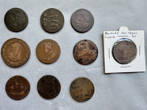 GROUP OF 10 COPPER Conder Tokens, Various Type & Grades 18th Century ...