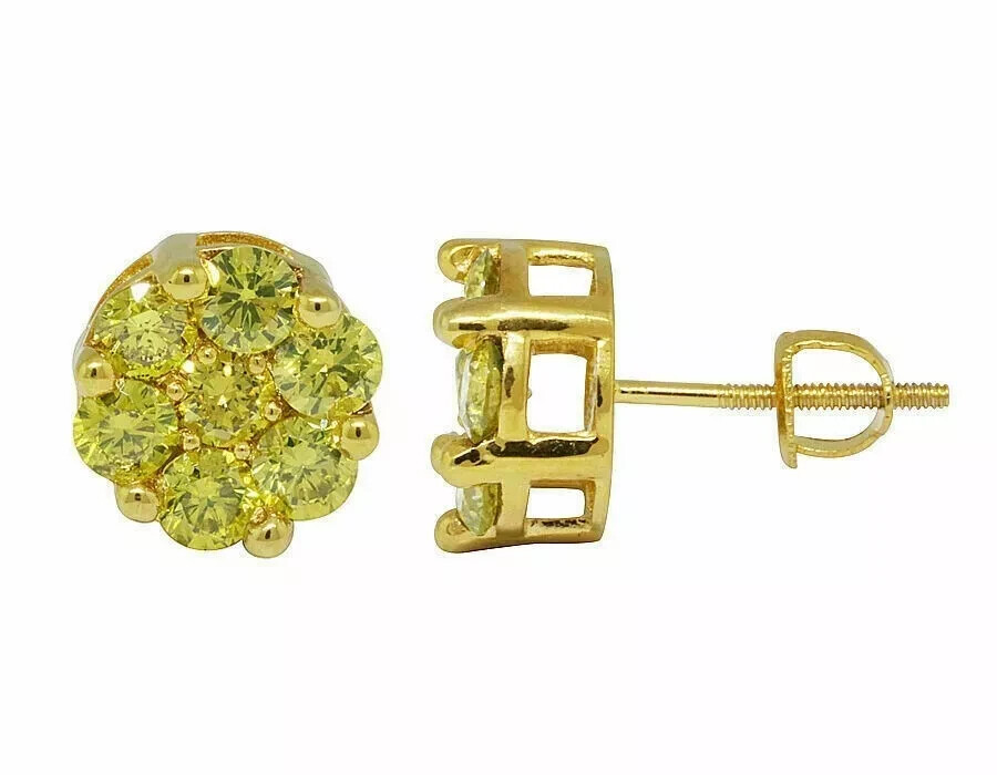 10K Yellow Gold Over Diamond 0.60CT Lab Created Canary Round Ladies ...