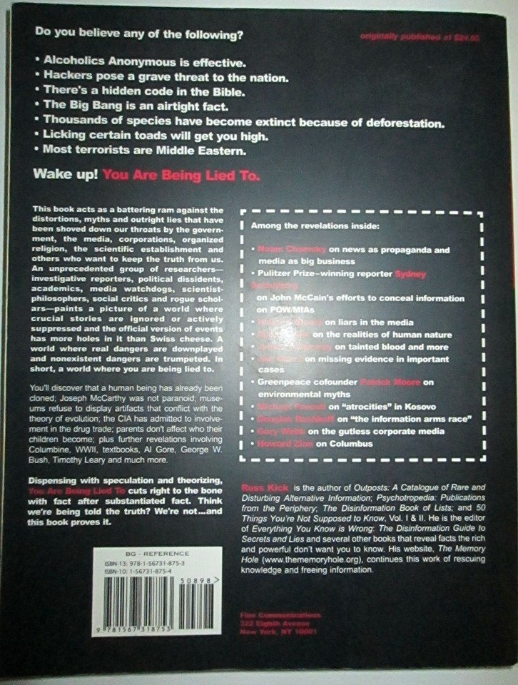 You Are Being Lied To The Disinformation Guide to Media Distortion Book ...