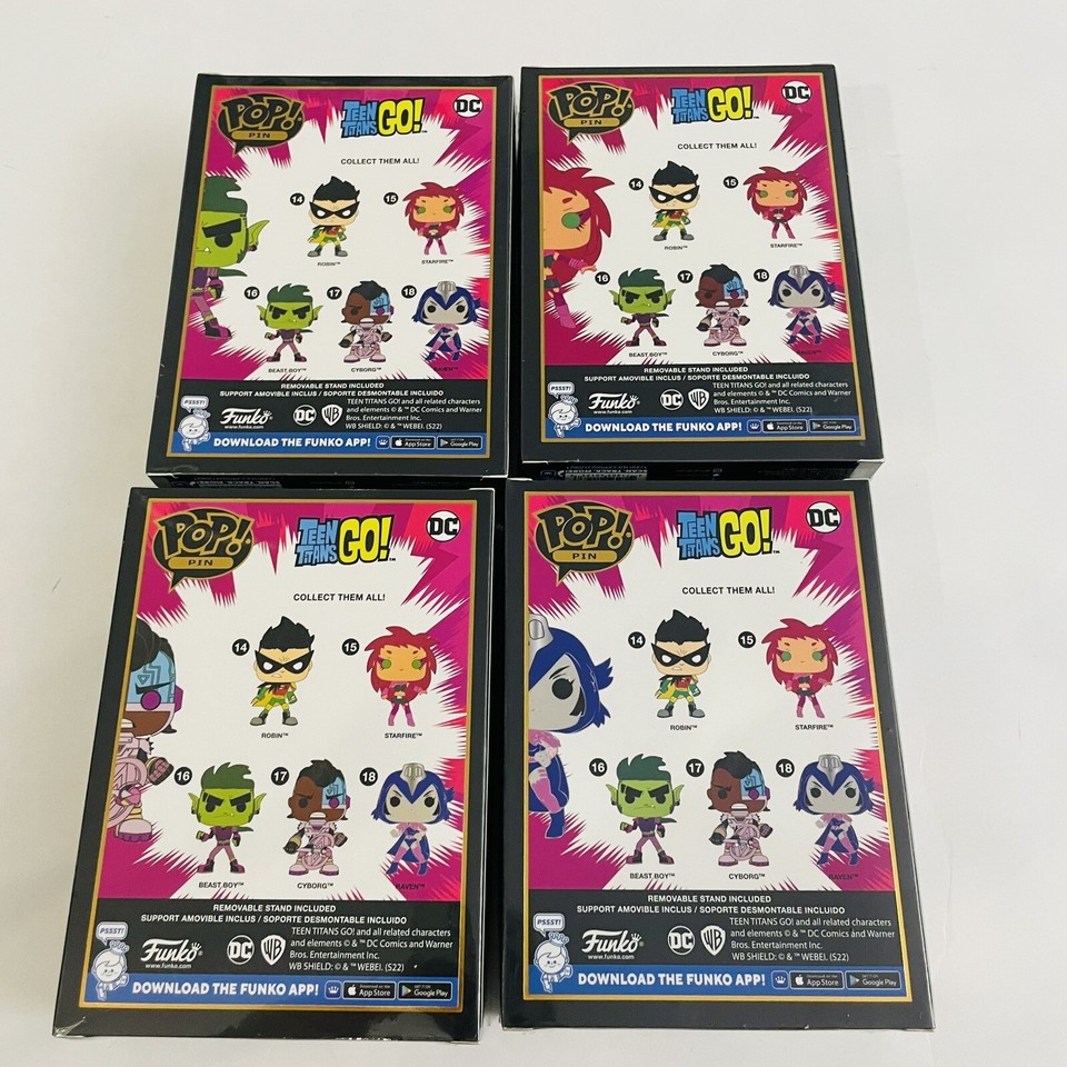 Pop! Large Enamel Pin: Teen Titans Go Set of 4 - Raven Cyborg Beast Boy ...