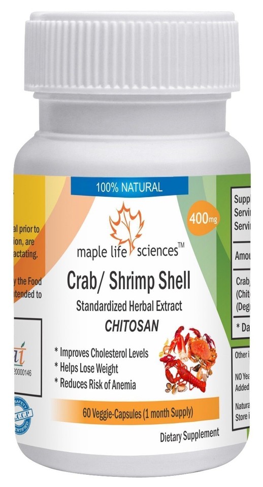 Crab, Shrimp Shell Extract Capsule, 85% CHITOSAN, Chitin Extract, Pure ...