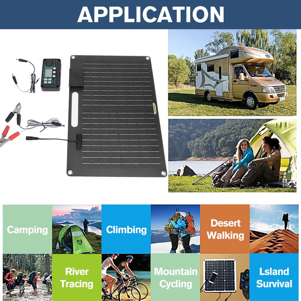 80W 40W Solar Panel Trickle Battery Charger Maintainer For Car RV 12 ...