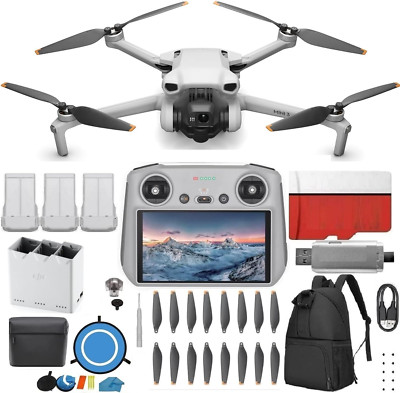 DJI Mini 3 Pro Camera Drone RC Monitor Fly More Combo Kit Bundle Light ...