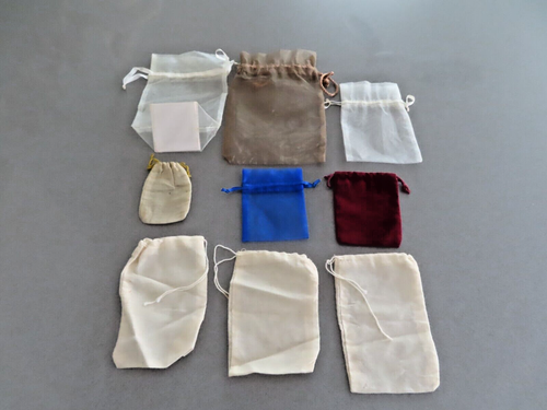 Mixed Lot of 9 Gift Bags Pouches Various Sizes Cloth & Organza. New ...
