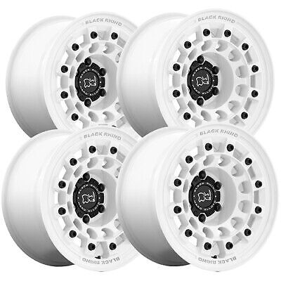 (Set of 4) Black Rhino Fuji 17x8 5x4.5" +30mm White Wheels Rims 17 ...