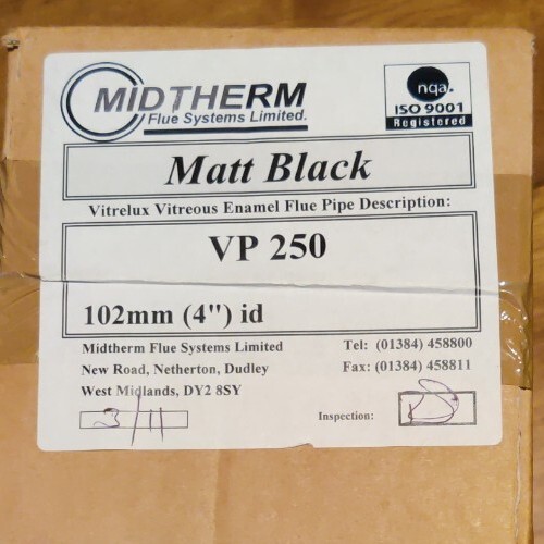 Midtherm VP250 4 Inch 100mm x 250mm straight Black Stove Vitreous Flue Pipe | eBay UK