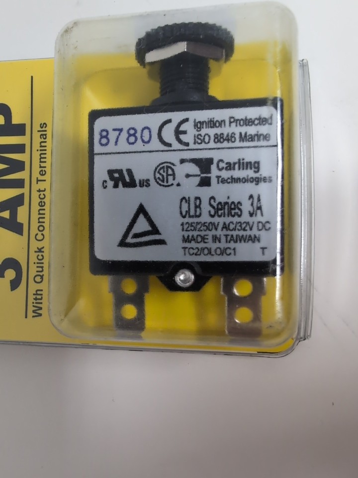 Blue Sea 7050 Push Button Reset Only Quick Connect Circuit Breaker 3 ...