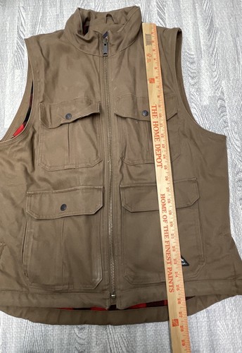 Mens Flannel Lined Vest Ridgecut SZ Large Work Duck Hunting Outdoor ...