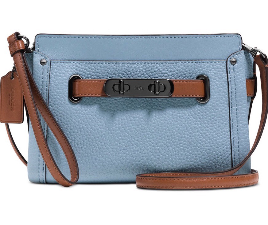 NEW Coach 53107 Swagger Wristlet In Colorblock Pebble Leather ...