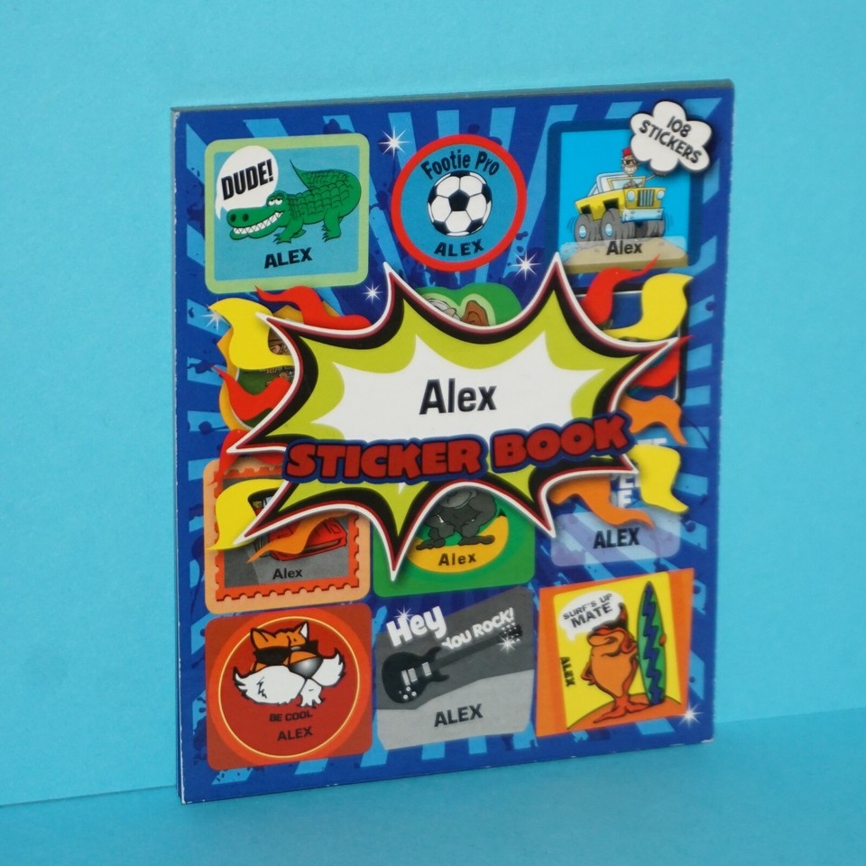 Stick N Mix Sticker Book Personalized Choose Name Boy Girls Fun & Funky ...