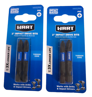 4 HART 2 inch Impact Drive Bits HAVS2PH2 - Works with Drills & Impact ...