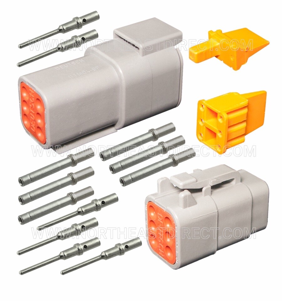 6 PIN DEUTSCH DTM DTM04-6P DTM06-6S WATERPROOF CONNECTOR KIT - SOLID ...