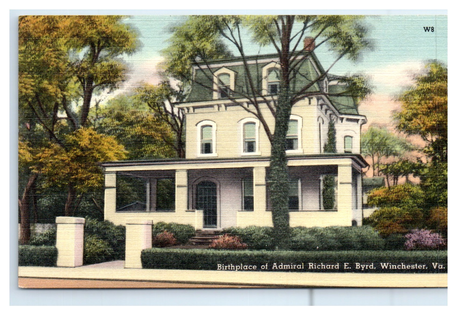 WINCHESTER, VA Postcard - BIRTHPLACE OF ADMIRAL RICHARD Е BYRD ...
