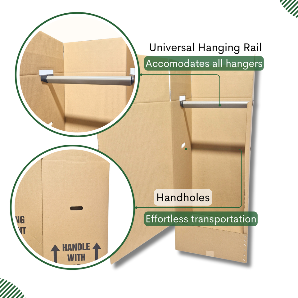 5 LARGE STRONG WARDROBE REMOVAL MOVING CARTONS BOXES WITH HANGING RAILS ...
