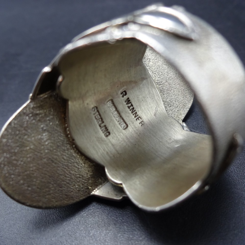 Huge RAY WINNER Sterling Silver BLUE MOON TURQUOISE Webbed Matrix RING ...