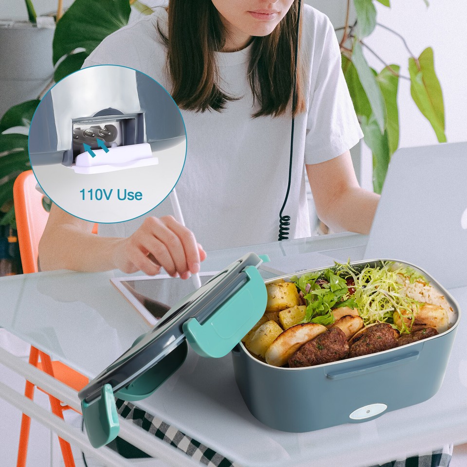1.5L Electric Heating Lunch Box Portable for Car Office Food Warmer ...