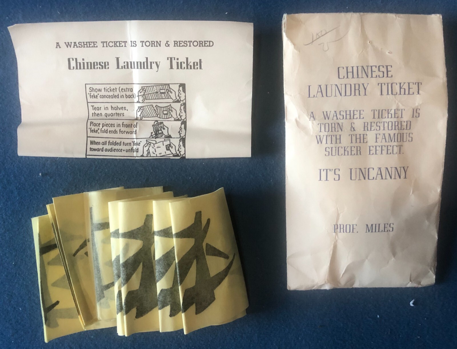 Vintage Magic Trick Torn & Restored Chinese Laundry Ticket 7 Prepared ...